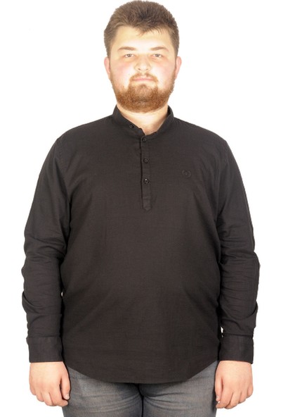 ModeXL Büyük Beden Erkek Hakim Yaka Gömlek 20388