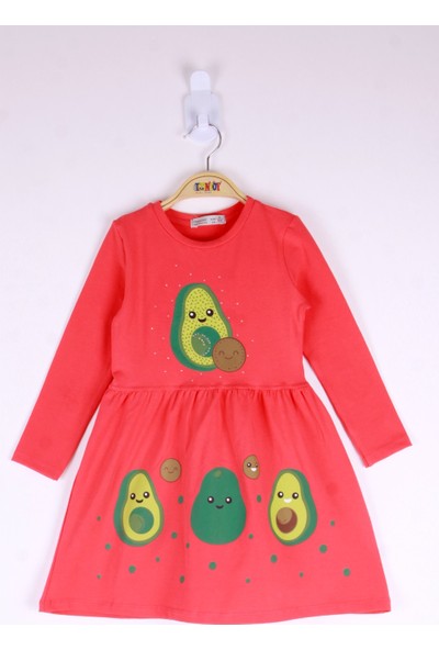 Toontoy Kız Çocuk Avokado Baskılı Elbise