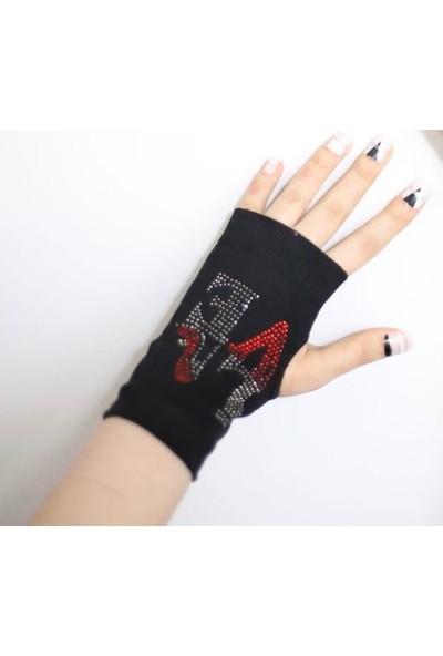 Hakeni Socks Taşlı Pamuklu Parmaksız Kadın Eldiveni Love Hakeni Socks Taşlı Pamuklu Parmaksız Kadın Eldiveni Love