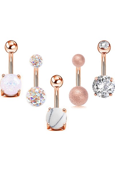 Chavin 5 Adet Taşlı Taşsız Cerrahi Çelik Göbek Piercing Chavin 5 Adet Taşlı Taşsız Cerrahi Çelik Göbek Piercing