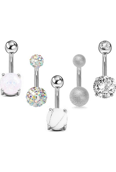Chavin 5 Adet Taşlı Taşsız Cerrahi Çelik Göbek Piercing Chavin 5 Adet Taşlı Taşsız Cerrahi Çelik Göbek Piercing