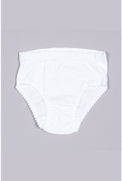Güneş 3588 Kız Çocuk 6'lı Paket %100 Pamuk Ribana Beyaz Külot