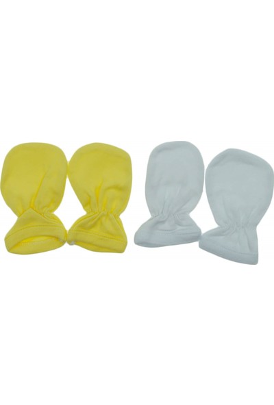 Akyüz Bebe 2'li Eldiven Takım Beyaz - Sarı Yenidoğan