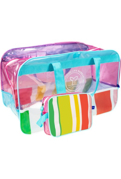 Imaginarium Plaj Çantası - Aqua Çizgili