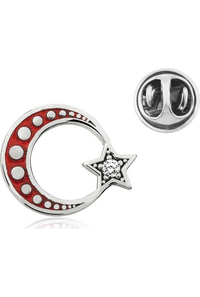 Gumush Gümüş Ay Yıldız Rozet