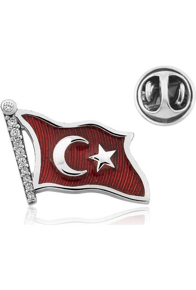Gumush Gümüş Türk Bayrağı Rozet