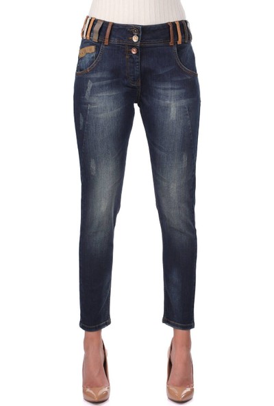 Blue White Kadın Renkli Kemer Detaylı Kot Pantolon Blue White Kadın Renkli Kemer Detaylı Kot Pantolon