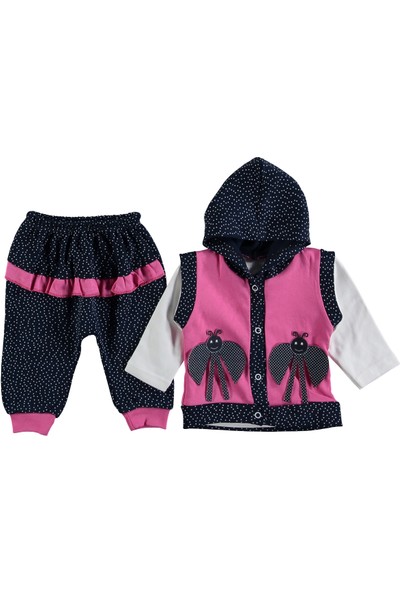 Rozalinda Kapüşonlu Hırkalı Uğur Böceği Kız Bebek Takım