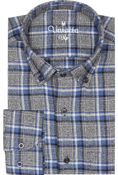 Varetta Mavi Klasik Kesim Kumlu Kışlık Erkek Gömlek L Varetta Mavi Klasik Kesim Kumlu Kışlık Erkek Gömlek L