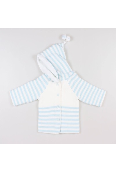 Bebelive Triko Ponponlu Kapüşonlu Erkek Bebek Hırka