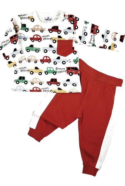 Luggi Baby Erkek Arabalar Uzun Kollu Ekru Üst & Kırmızı Alt Pijama Takım LG-6053 Luggi Baby Erkek Arabalar Uzun Kollu Ekru Üst & Kırmızı Alt Pijama Takım LG-6053
