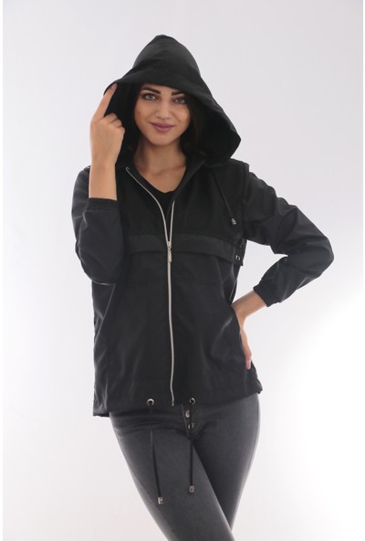 Moda Tuğram Siyah Yağmurluk & Rüzgarlık