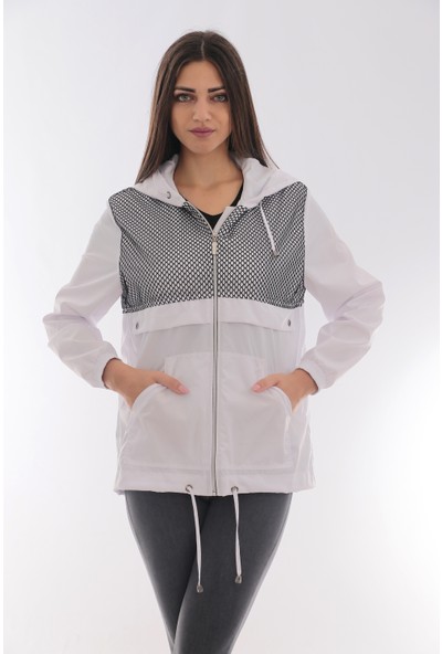 Moda Tuğram Beyaz Yağmurluk & Rüzgarlık Moda Tuğram Beyaz Yağmurluk & Rüzgarlık