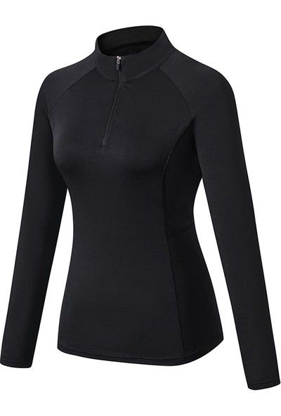 Buyfun Kadın Sporstwear Yoga Kazak Yaka Uzun Kollu