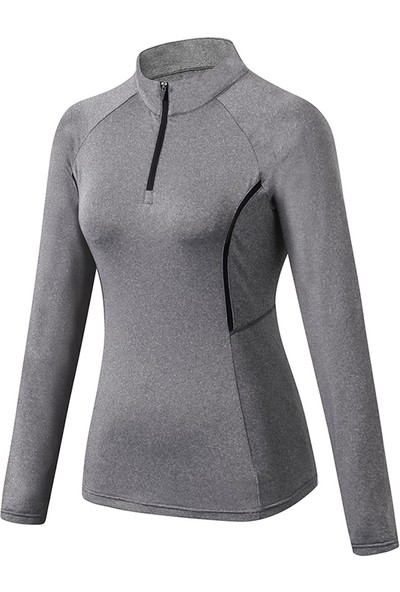 Buyfun Kadın Sporstwear Yoga Kazak Yaka Uzun Kollu