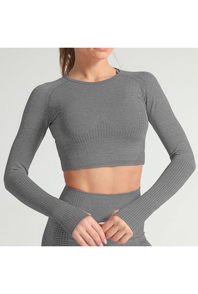 Buyfun Kadın Yoga Kırpma Üst O Boyun Uzun Kollu Buyfun Kadın Yoga Kırpma Üst O Boyun Uzun Kollu