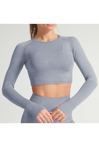 Buyfun Kadın Yoga Kırpma Üst O Boyun Uzun Kollu Buyfun Kadın Yoga Kırpma Üst O Boyun Uzun Kollu