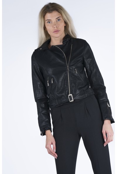 Markosin Belden Kemerli Kadın Deri Ceket 19K54011 Markosin Belden Kemerli Kadın Deri Ceket 19K54011
