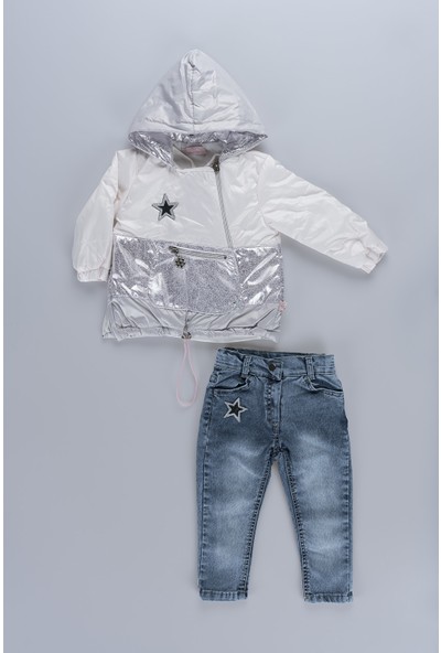 Markosin Kapüşonlu Şişme Mont-Pantolon Kız Çocuk 3lü Takım 9227
