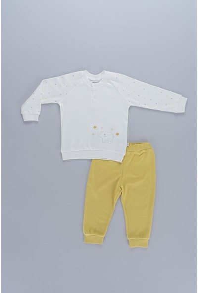 Markosin Fil Desenli Unisex Bebek 2li Organik Takım 59532 Markosin Fil Desenli Unisex Bebek 2li Organik Takım 59532