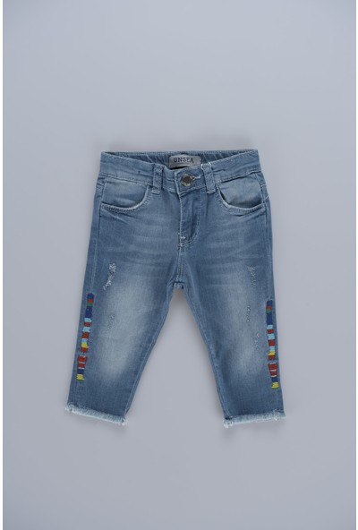 Markosin Desenli Kız Çocuk Kot Pantolon 52334 Markosin Desenli Kız Çocuk Kot Pantolon 52334