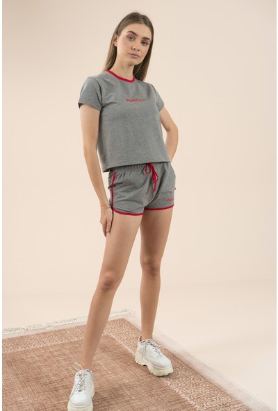 Markosin Premium Şerit Detaylı Kadın 2li Şortlu Takım PO1023