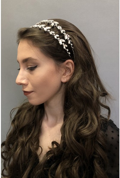 Hayalperestboncuk Alfa Model Çift Sıra Gümüş Gelin Tacı Hayalperestboncuk Alfa Model Çift Sıra Gümüş Gelin Tacı