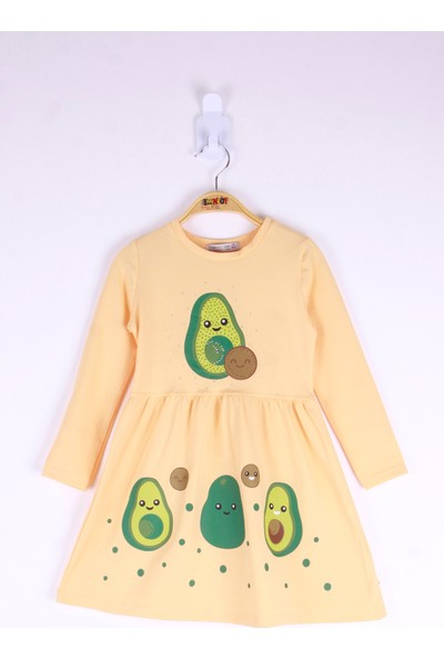 Toontoy Kız Çocuk Avokado Baskılı Elbise