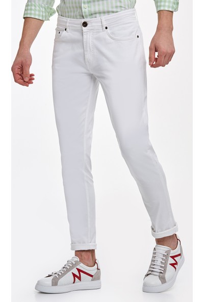 Hemington Beyaz Yazlık Chino Pantolon