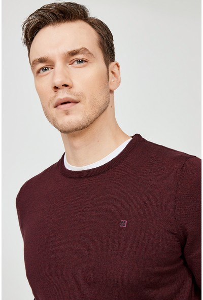 Avva Erkek Bordo Bisiklet Yaka Düz Kazak A02B5274
