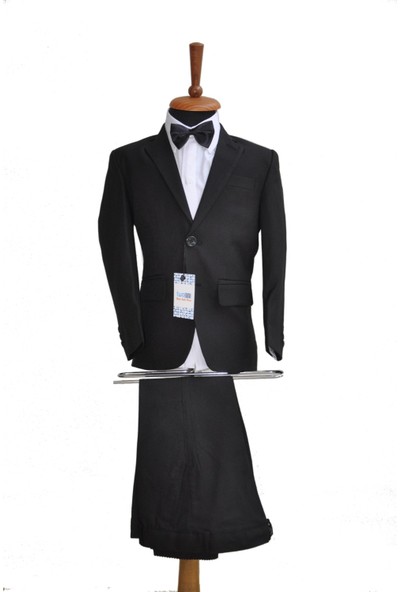 Twoinn Erkek Çocuk Papyonlu Siyah Takım Elbise 3-12 Yaş