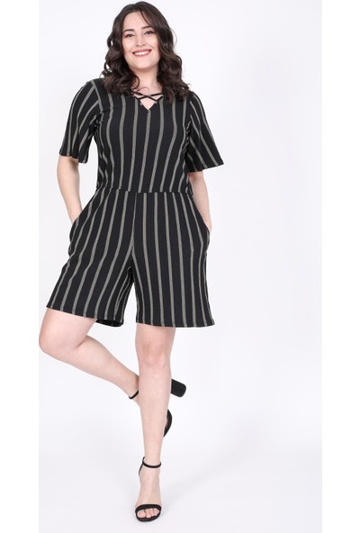 Myline Ön Çapraz Detaylı Kısa Tulum 45728