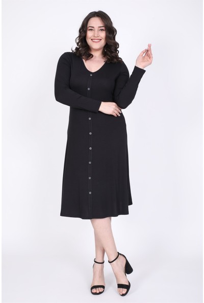 Myline Önden Düğmeli A Kesim Elbise 35264