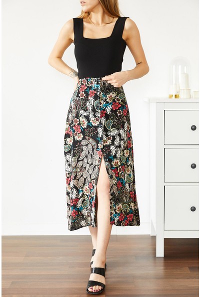 Xhan Siyah Düğmeli Desenli Etek 0YXK7-43749-02 Xhan Siyah Düğmeli Desenli Etek 0YXK7-43749-02