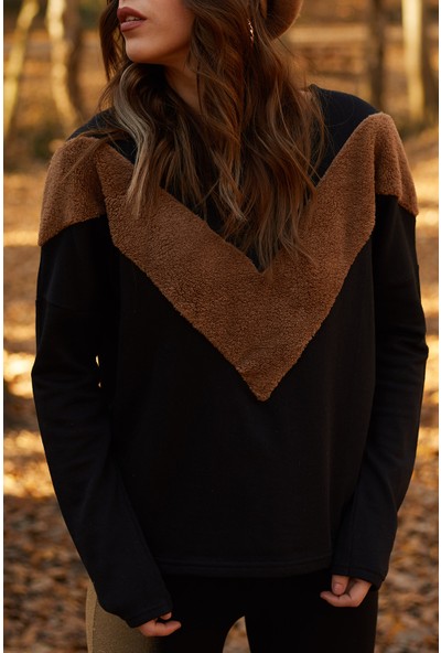 Xhan Suni Kürk Bloklu Sweatshirt 9KXK8-41669-02