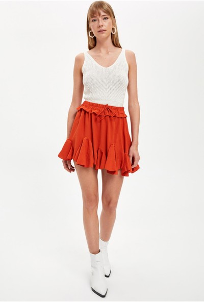 DeFacto Belden Bağlama Detaylı Dokuma Etek S8979AZ20AU