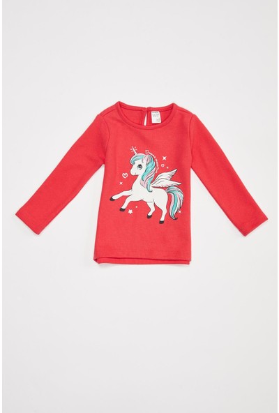DeFacto Kız Bebek Unicorn Baskılı Tişört R8447A220AU