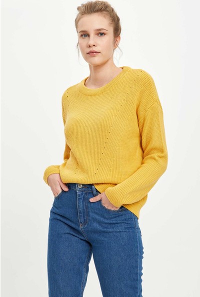 DeFacto Basic Relax Fit Uzun Kollu Selanik Örgülü Triko Kazak H6905AZ20AU DeFacto Basic Relax Fit Uzun Kollu Selanik Örgülü Triko Kazak H6905AZ20AU