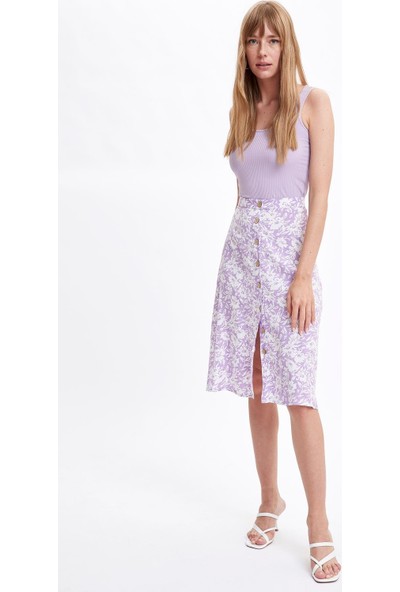 DeFacto Midi Boy Düğme Detaylı Dokuma Etek S5748AZ20AU DeFacto Midi Boy Düğme Detaylı Dokuma Etek S5748AZ20AU