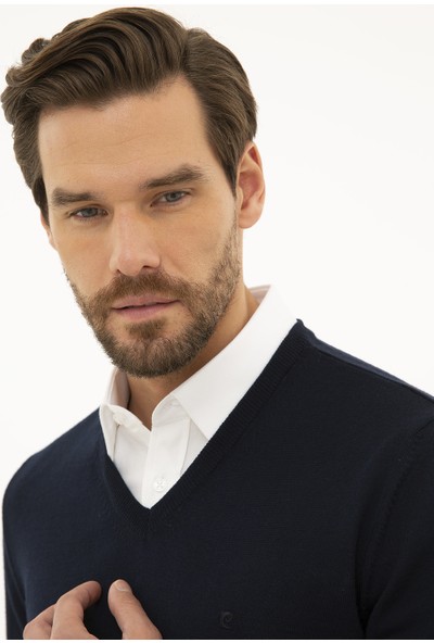 Pierre Cardin Erkek Lacivert Slim Fit V Yaka Basic Kazak 50227092-VR033 Pierre Cardin Erkek Lacivert Slim Fit V Yaka Basic Kazak 50227092-VR033