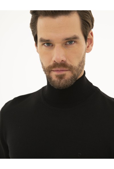 Pierre Cardin Erkek Siyah Slim Fit Tam Balıkçı Yaka Basic Kazak 50227093-VR046 Pierre Cardin Erkek Siyah Slim Fit Tam Balıkçı Yaka Basic Kazak 50227093-VR046