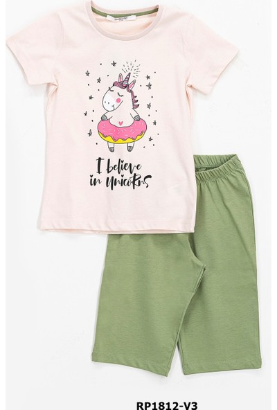 Roly Poly Kız Çocuğu Pijama Vanilya Yeşil