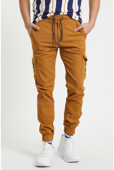 Serseri Jeans Erkek Tütün Renk Yandan Cepli Jogger Paçası Beli Lastikli Pantolon