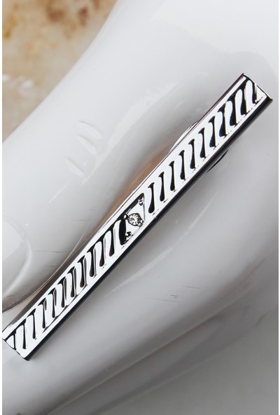 Varetta Swarosvki Taşlı Gümüş Renk Erkek Kravat Iğnesi