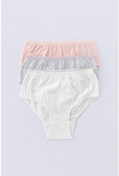 Penti Beyaz - Gri Melanj - Pembe Teen Yüksek Bel Cover 3'lü Slip Külot Penti Beyaz - Gri Melanj - Pembe Teen Yüksek Bel Cover 3'lü Slip Külot