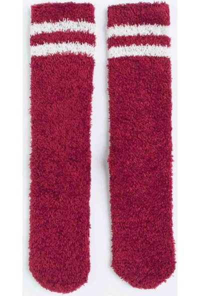 Penti Bordeaux Çizgili Soket Çorabı