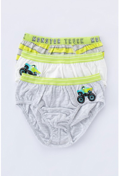 Penti Çok Renkli Erkek Çocuk Monster Truck 3'lü Slip Külot Penti Çok Renkli Erkek Çocuk Monster Truck 3'lü Slip Külot