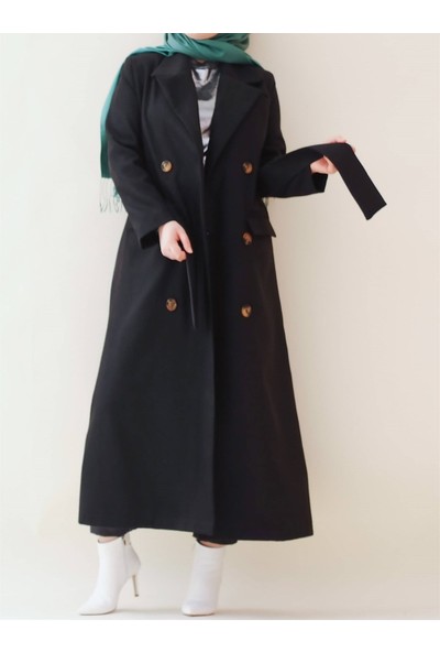 Sümeyra Küçükşahin Siyah Kruvaze Hit Kaban