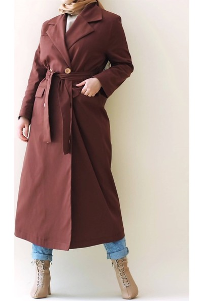 Sümeyra Küçükşahin Kruvaze Kahve Maskülen Trenç