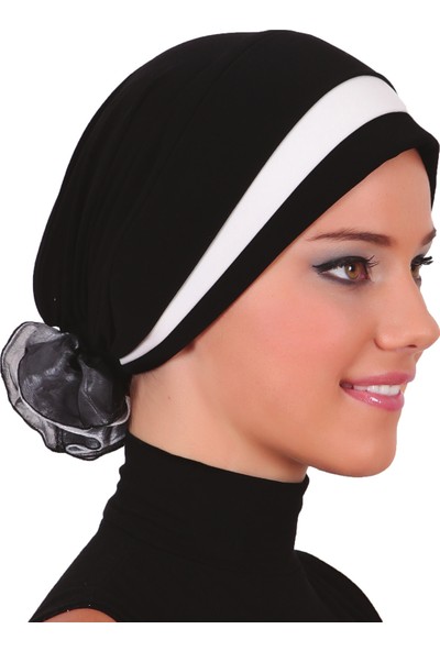 Fidan Bone Katlı Arkası Organze Güllü Hazır Bone